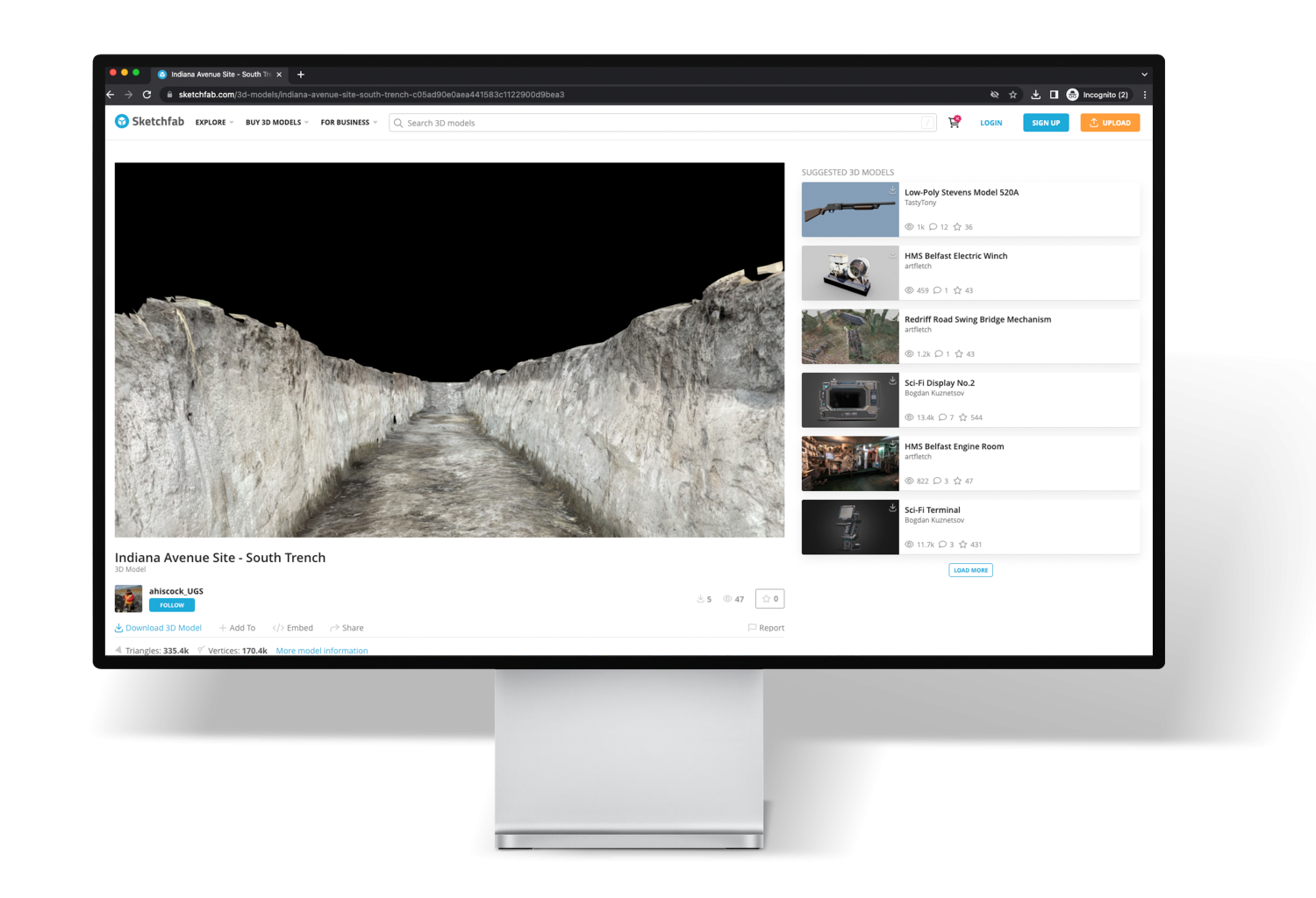 View a 3D model of the south trench at the Indiana Avenue trench site ...