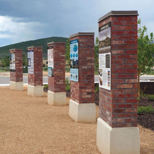Signs on display at the Park City Sunrise Rotary Regional Geologic Park ...