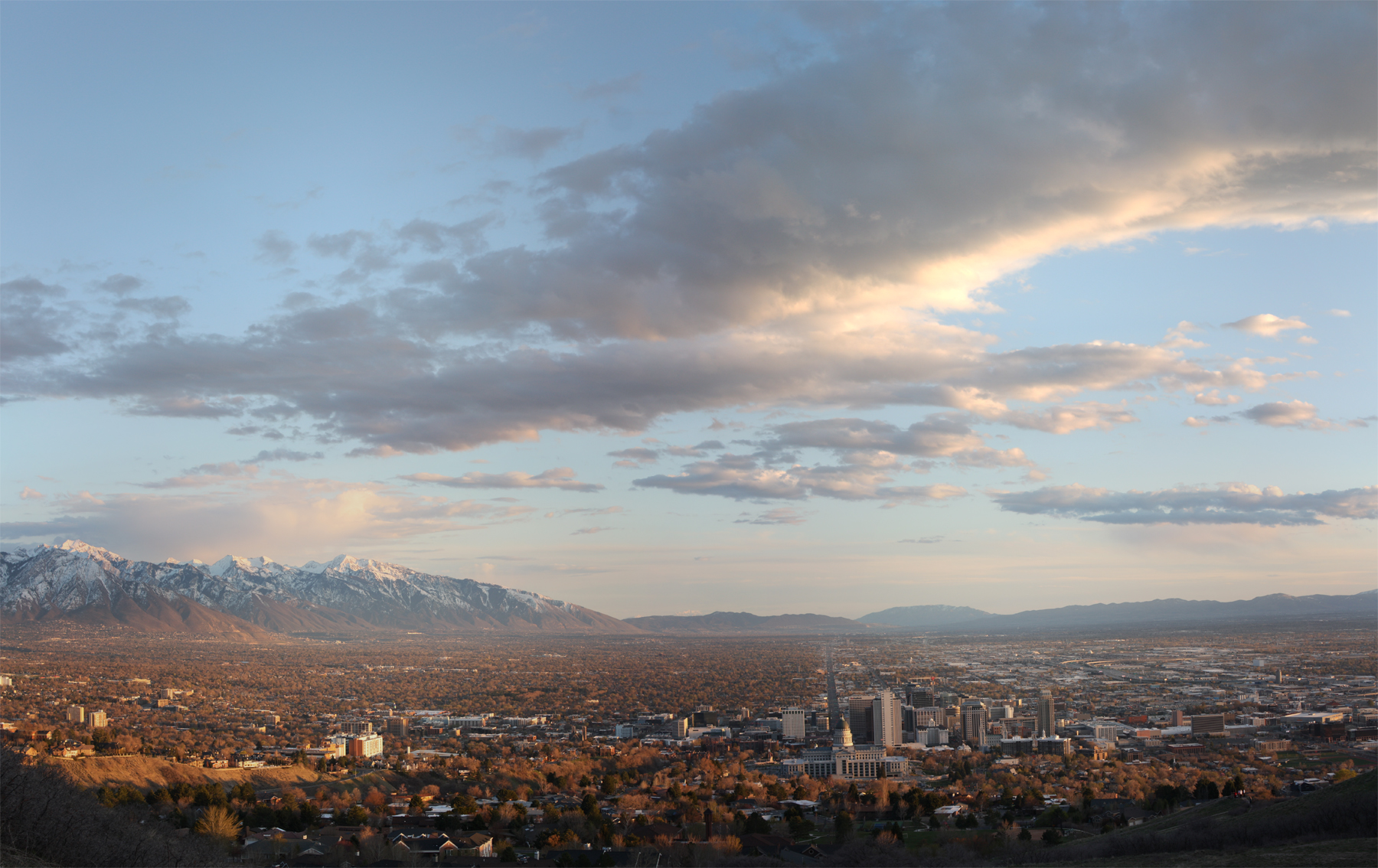 The spectacular relief of the Wasatch Range east of Salt Lake City is ...
