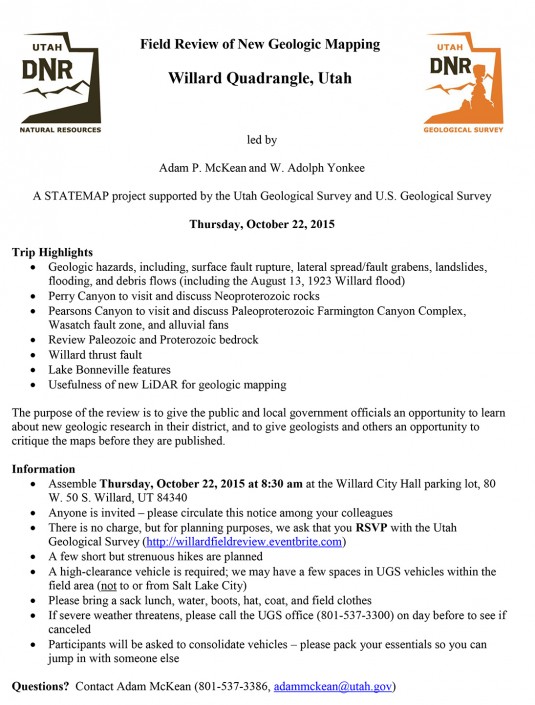 Field Reviews Coming Up - Utah Geological Survey