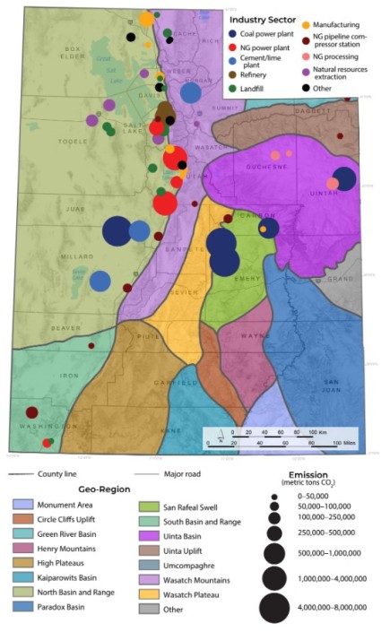 "Geo-regions” and CO2 emissions by energy sector (emissions data from EPA 2022). The geo-regions ...