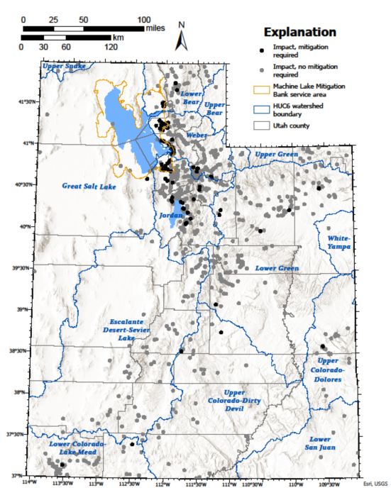 Permitted aquatic resource impacts in Utah, 2017–2021. - Utah ...