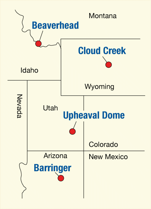 Impact (meteorite) craters in Utah and nearby states. - Utah Geological ...