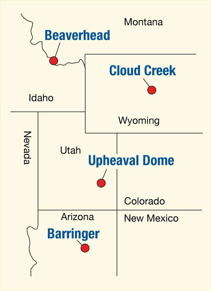 Impact (meteorite) craters in Utah and nearby states. - Utah Geological ...