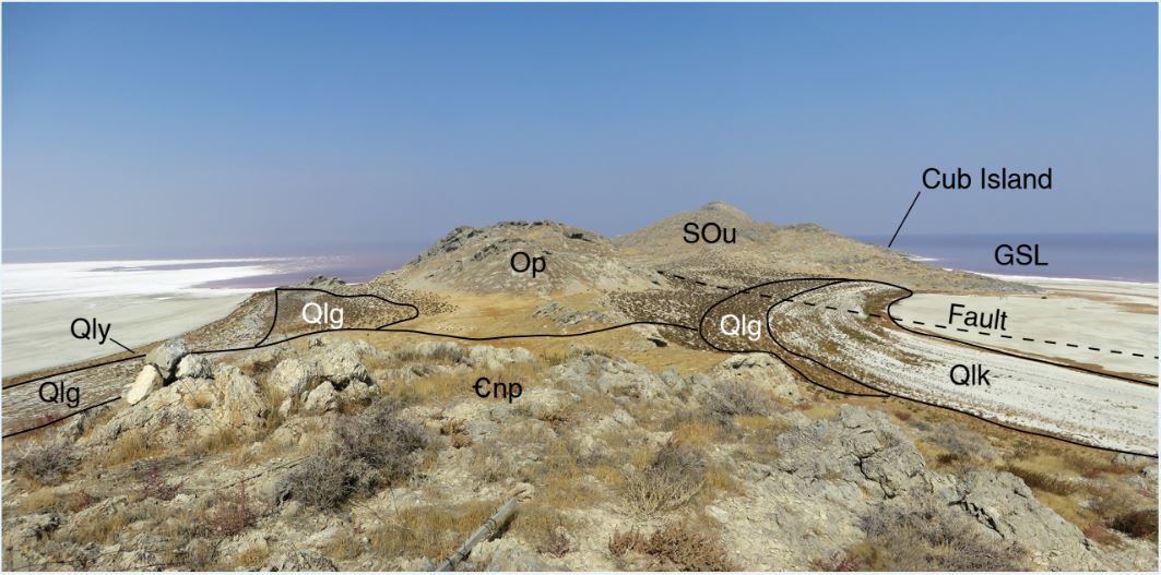 View north of southern and central Gunnison Island. Geologic map unit ...