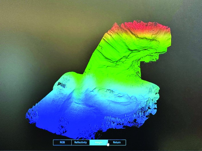 High-resolution drone-based lidar view (digital elevation model) of the Gad Valley rock glacier ...