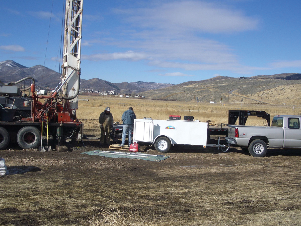 The UGS borehole-geophysical logging trailer at a well near Park City ...