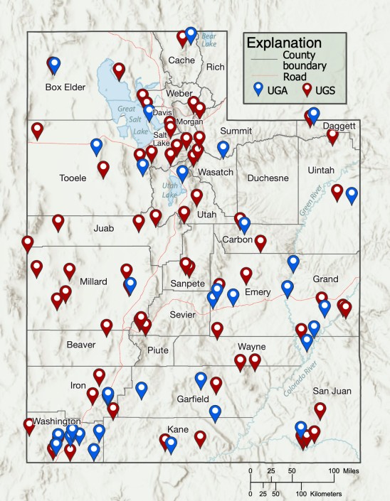 UGS GeoSights span Utah and include every county except Rich and ...