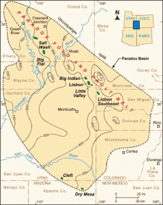 Fields of Paradox Basin. Modified from Parker and Roberts, 1963. - Utah ...