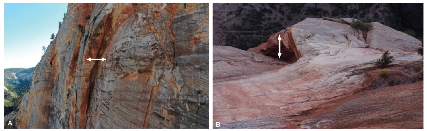A. Drone photo showing the void space between the rock bulge (white ...