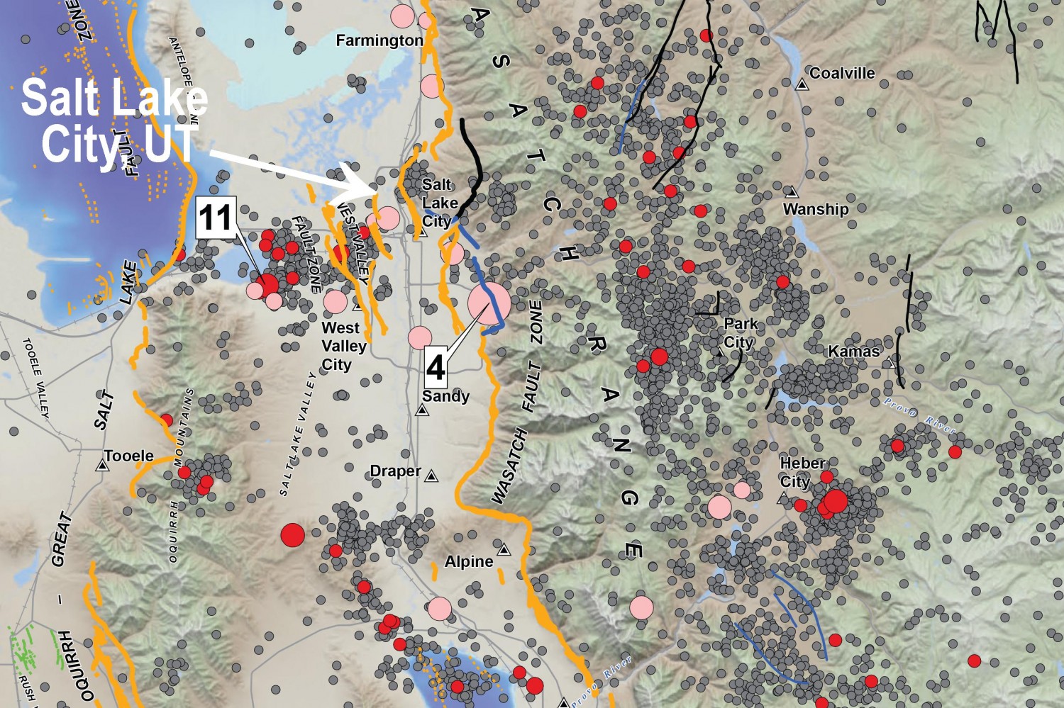 MAP SALE: Utah Earthquakes (1850-2016) and Quaternary Fault Map - Utah ...